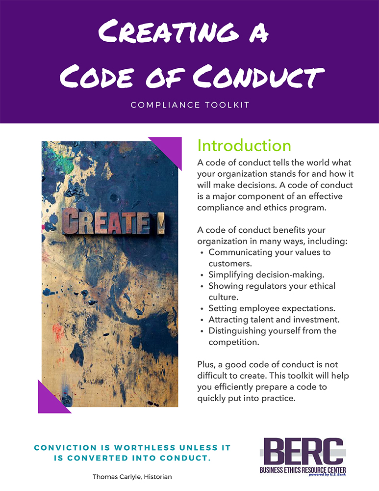 Creating A Code Of Conduct Business Ethics Resource Center
